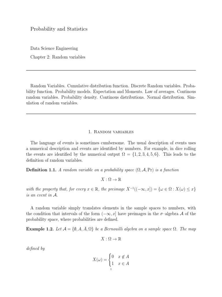 Probability and Statistics | PDF | Probability Distribution | Random Variable