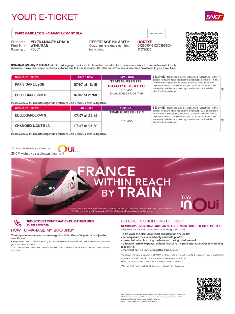 Your E-Ticket: Reference Number: Vivekanantharasa Athuran | PDF ...