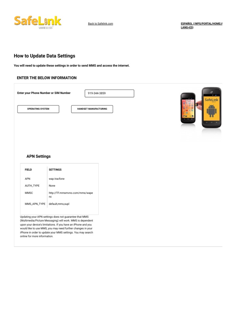 SafeLink APN Settings | PDF