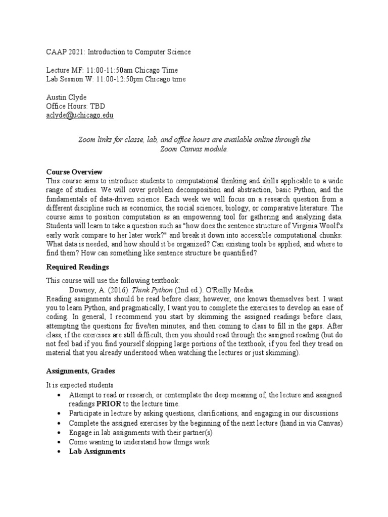 Introduction To Computational Thinking And Python Programming Through Interdisciplinary Case