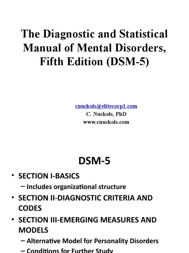 The Diagnostic and Statistical Manual of Mental Disorders, Fifth ...