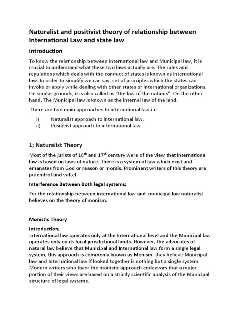 Naturalist and Positivist Theory of Relationship Between International ...