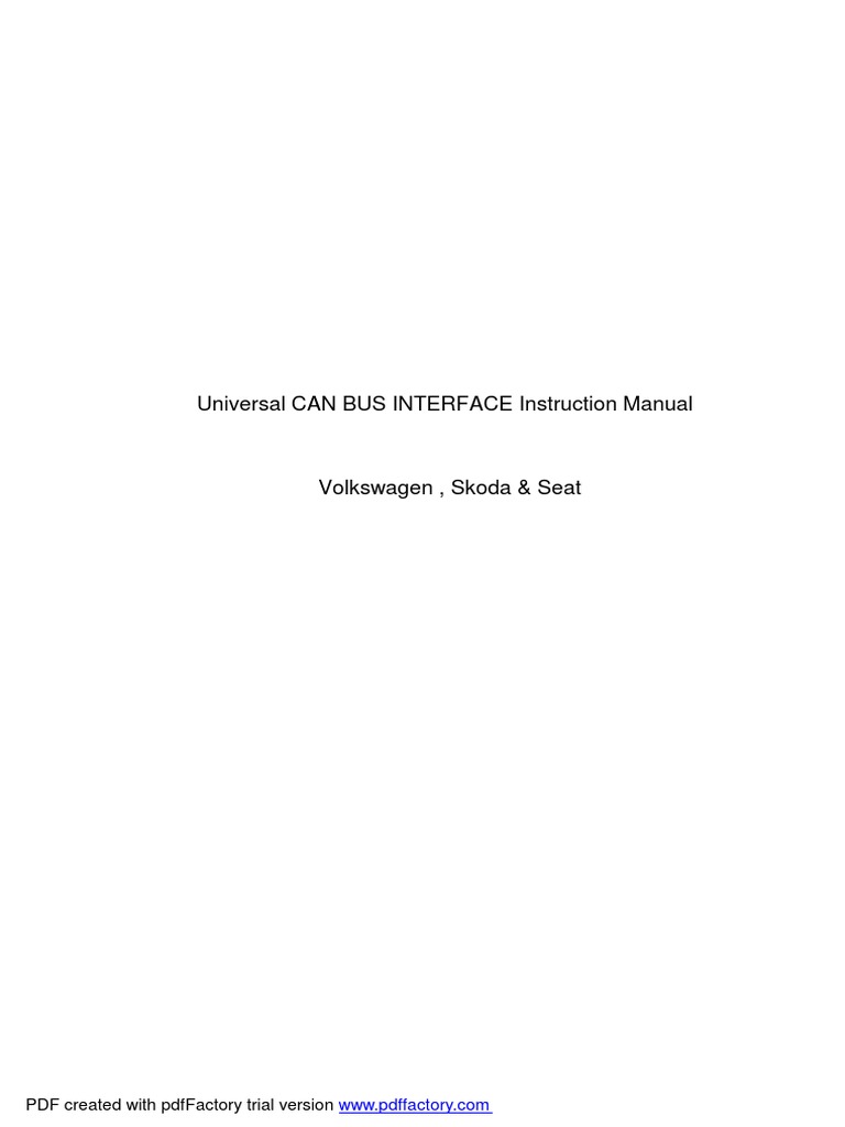 Universal Can Bus Interface Instruction Manual: PDF Created With ...