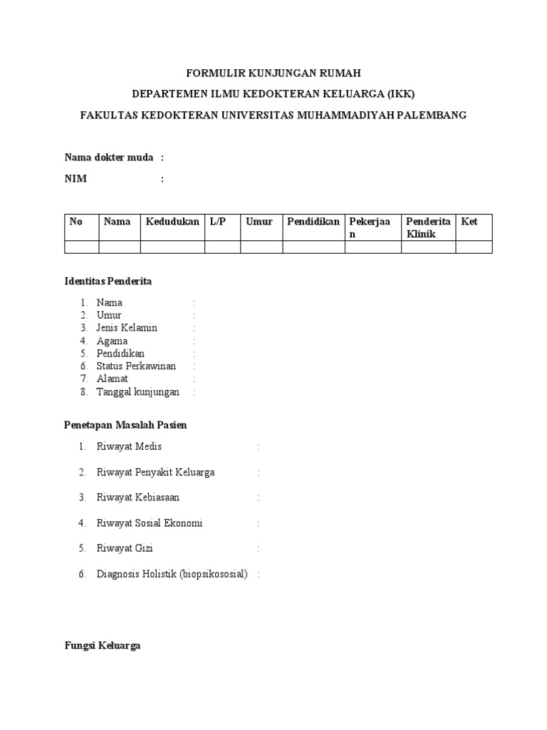 Formulir Kunjungan Rumah Keluarga Medik | PDF