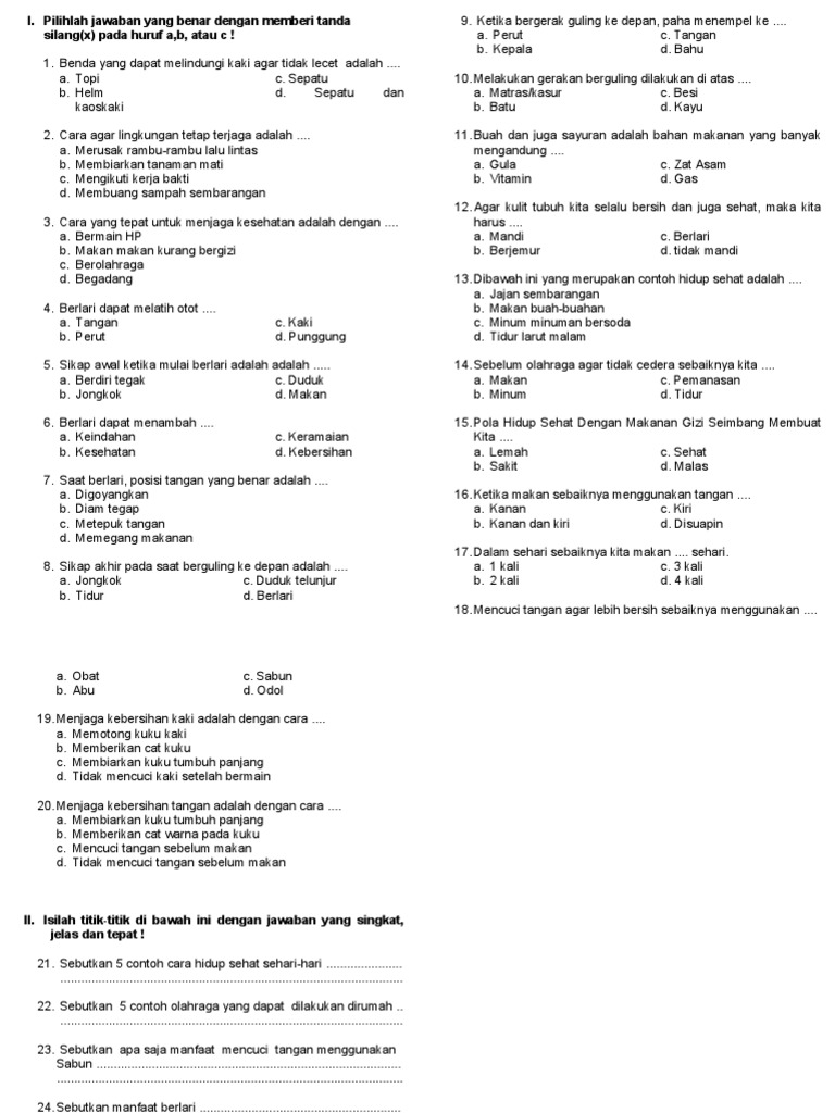 Soal PAT PJOK Kls 3 | PDF