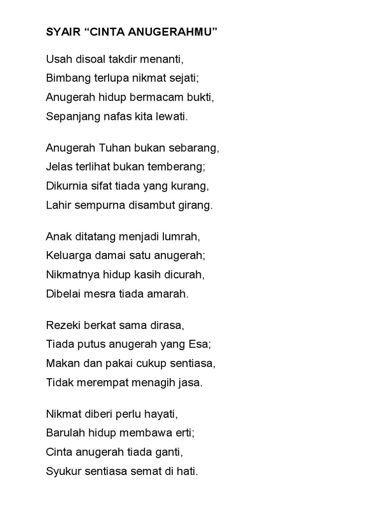 Syair Cinta Anugerahmu | PDF