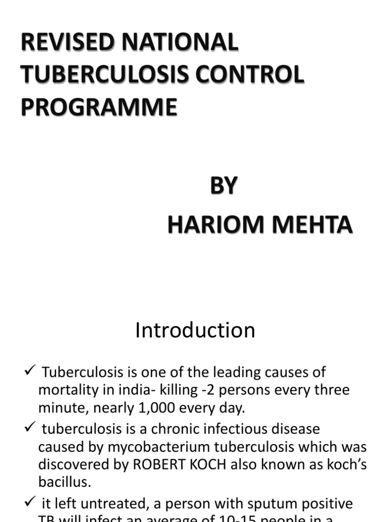 Revised National Tuberculosis Control Programme in India | PDF ...