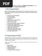 50 English Tongue Twisters for Pronunciation | PDF