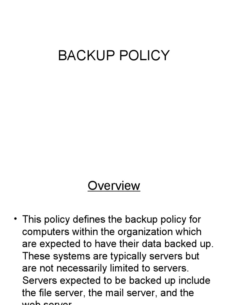 5 Backup Policy | PDF | Backup | Floppy Disk