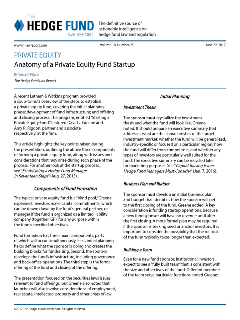 Anatomy of A Private Equity Fund Startup | PDF | Hedge Fund | Private ...