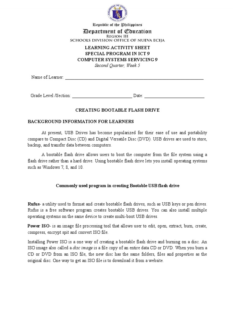 Second Quarter, Week 5 | PDF | Usb Flash Drive | Booting