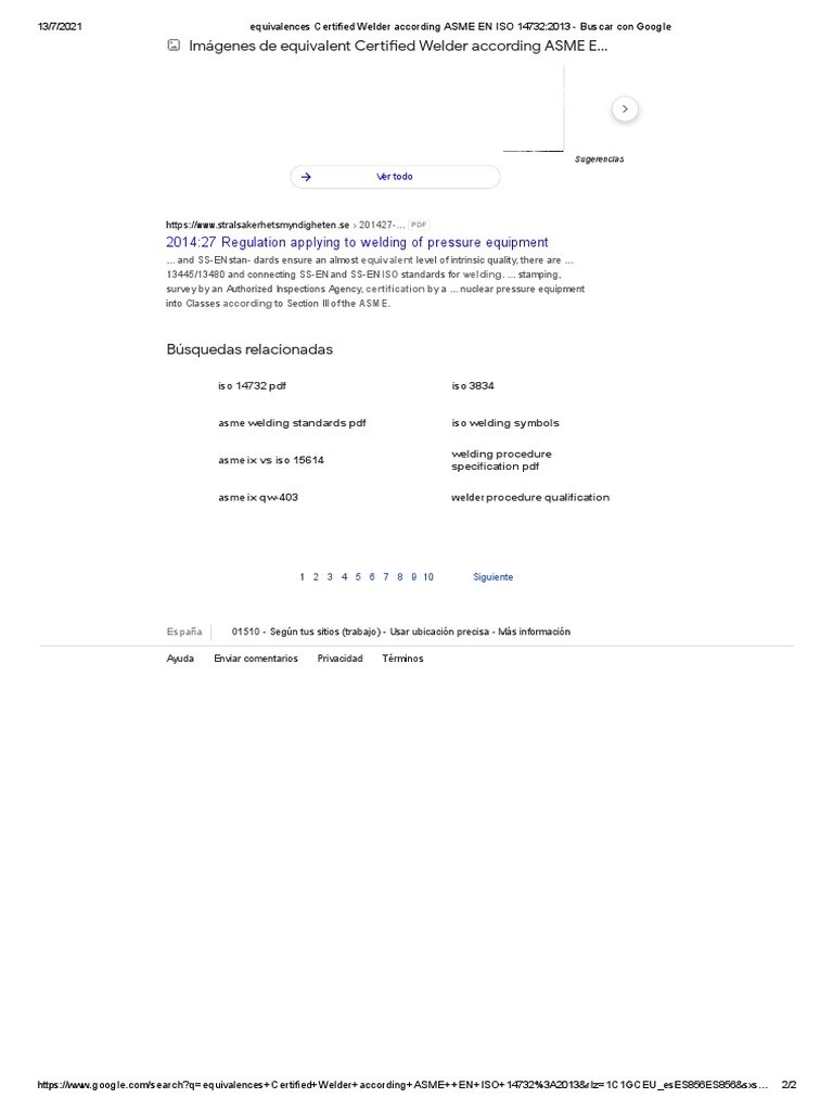 Equivalences Certified Welder According ASME EN ISO 14732 - 2013 - Gle ...