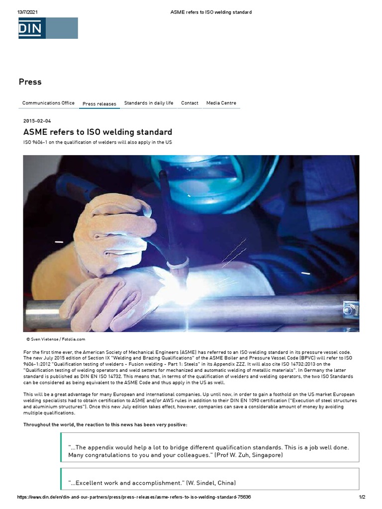 ASME Refers To ISO Welding Standard | PDF | Joining | Welding