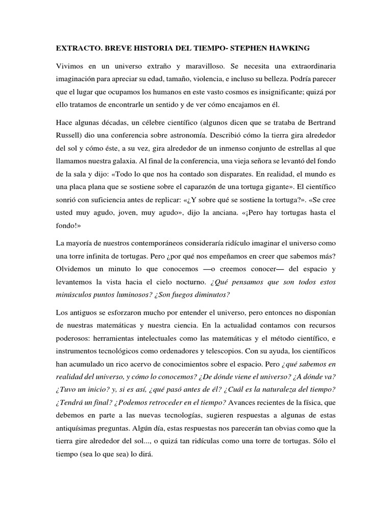 Breve Historia Del Tiempo | PDF