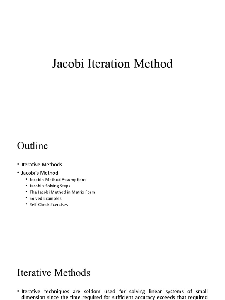 Jacobi Iteration Method Guide | PDF | System Of Linear Equations ...