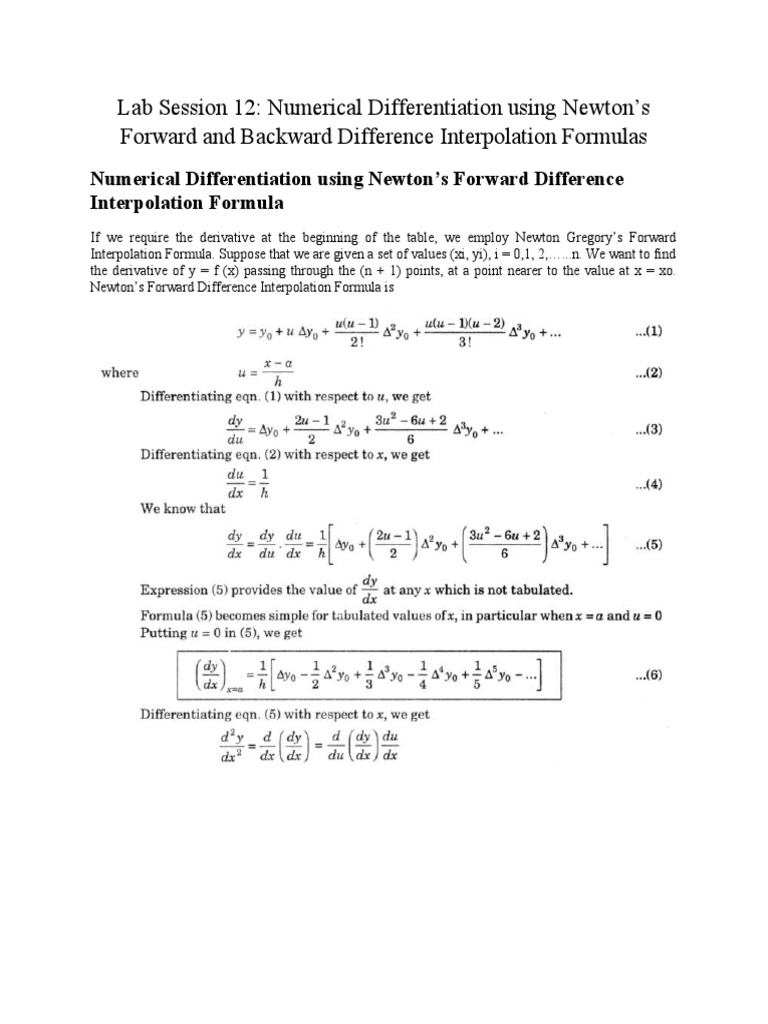 Lab Session 12 and 13 | PDF | Finite Difference | Derivative