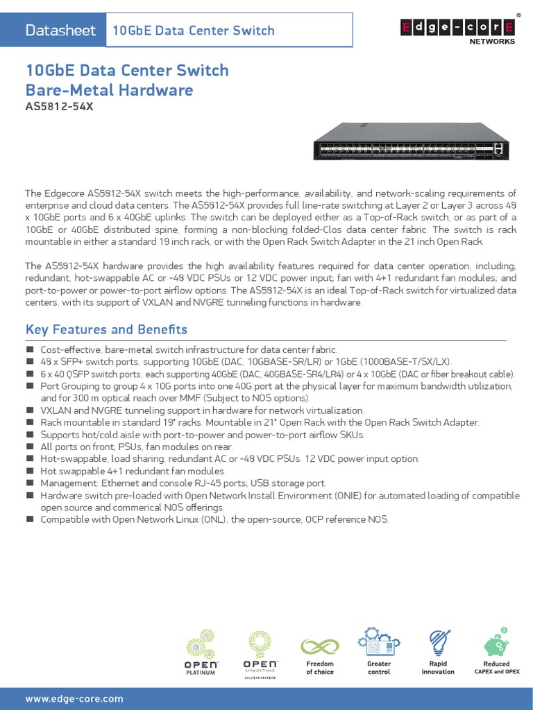 10gbe Data Center Switch Bare-Metal Hardware: Datasheet | PDF | Power ...