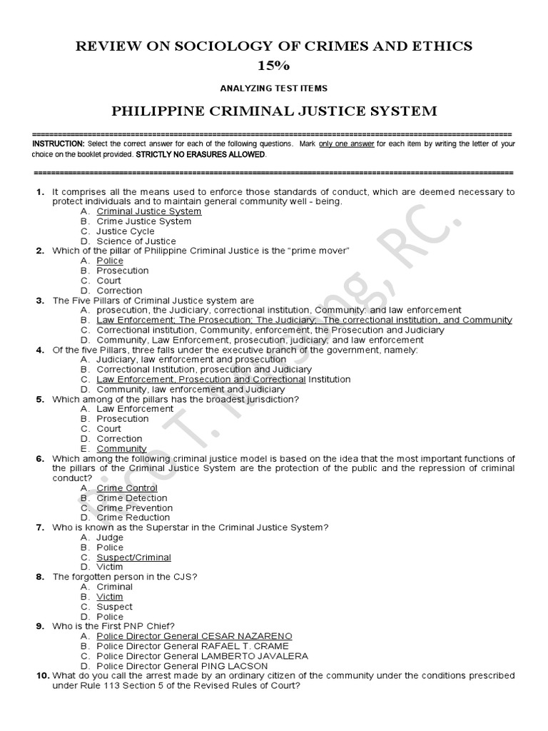 Review On Sociology of Crimes and Ethics 15% Philippine Criminal ...