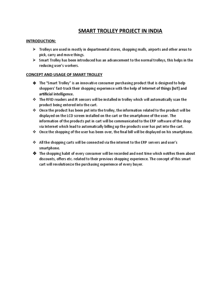 Smart Trolley Project in India | PDF | Internet Of Things | Information Age