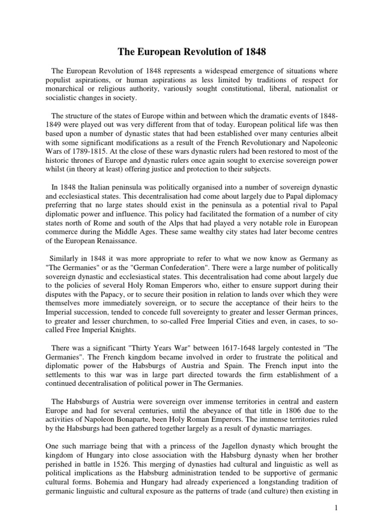 The European Revolution of 1848 | PDF | Holy Roman Empire | Hungarians