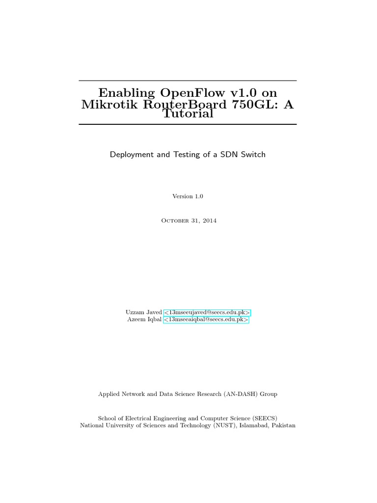 Enabling Openflow V1 0 On Mikrotik Route Pdf Computer Network