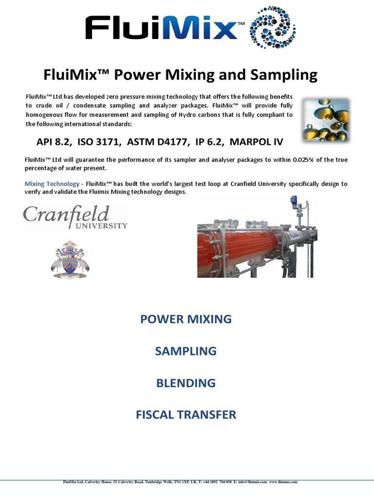 Brochure - Fluimix Sampling Overview R5 | PDF | Applied And ...