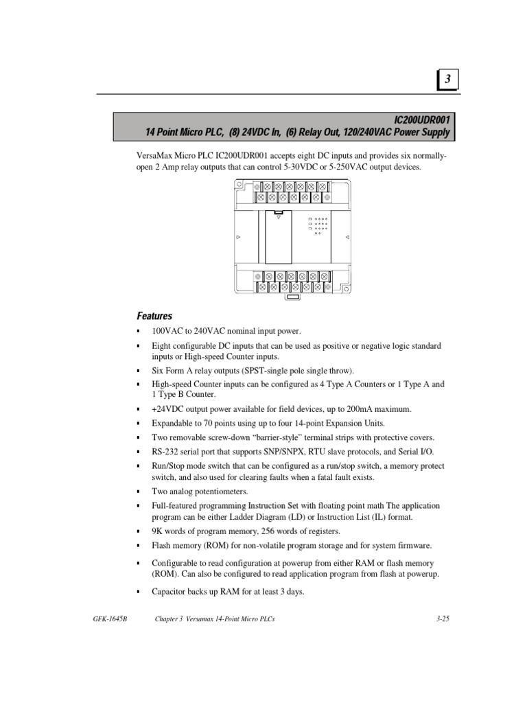 Micro PLC IC200UDR001 - Ref Specificaition | PDF | Programmable Logic ...