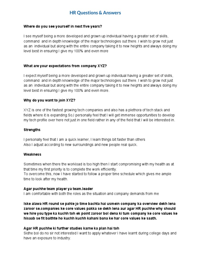 HR Questions & Answers | PDF