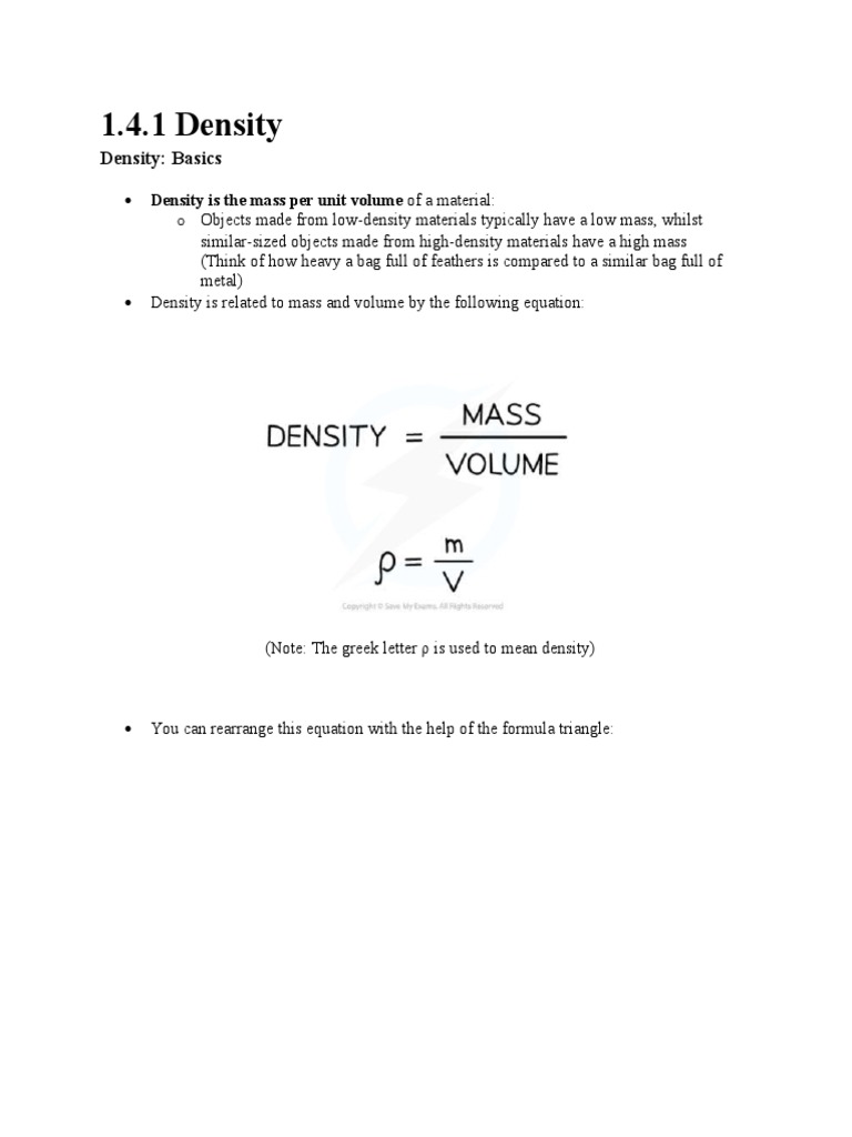 Density | PDF | Language Arts & Discipline | Science & Mathematics