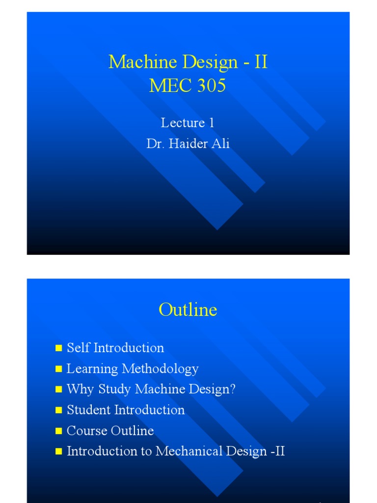 Lecture 1 Introduction To Design of Machine Elements | PDF | Machines ...