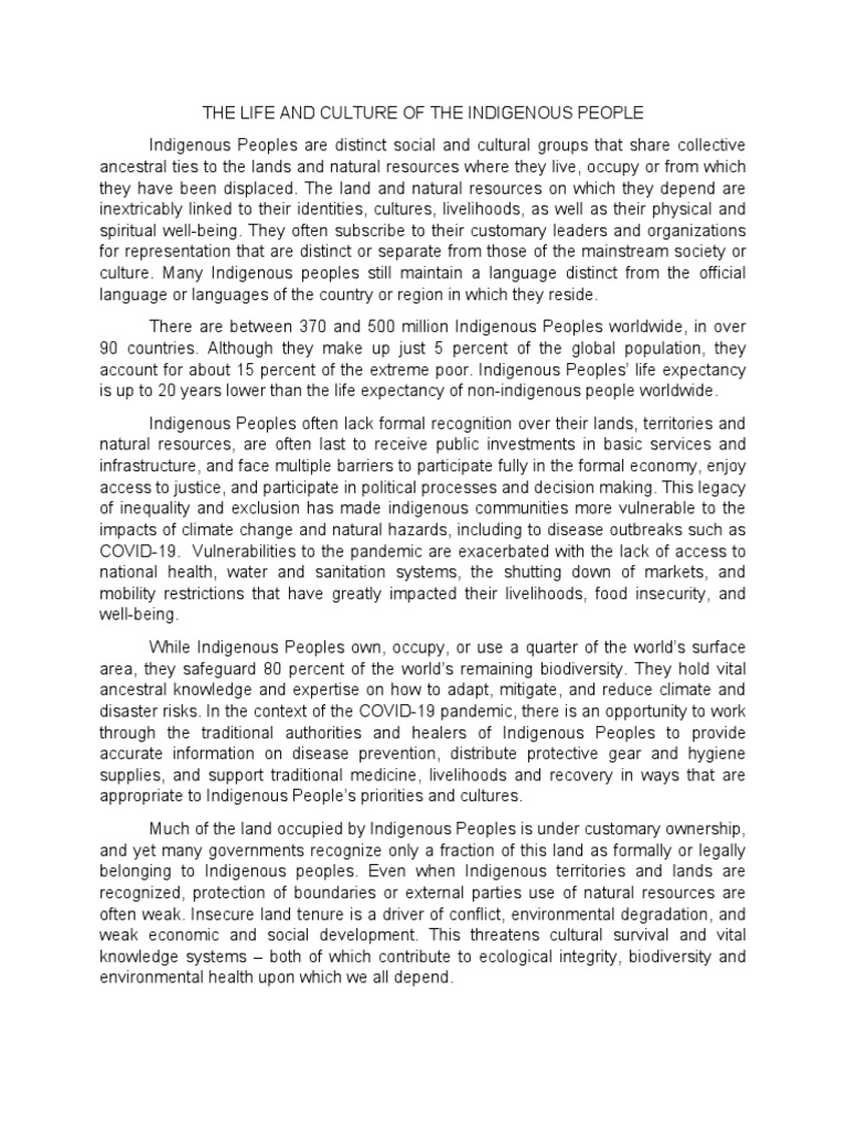 The Life and Culture of The Indigenous People | PDF | Indigenous ...