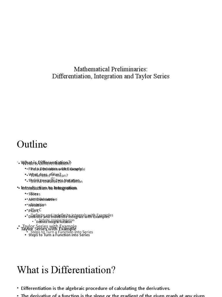 Lecture 1 - Mathematical Preliminaries (Differentiation, Integration ...