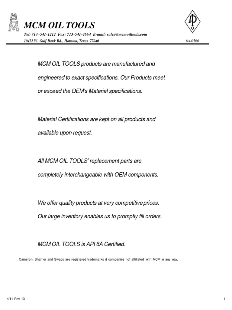 MCM Valves Catalog | PDF | Valve | Piston