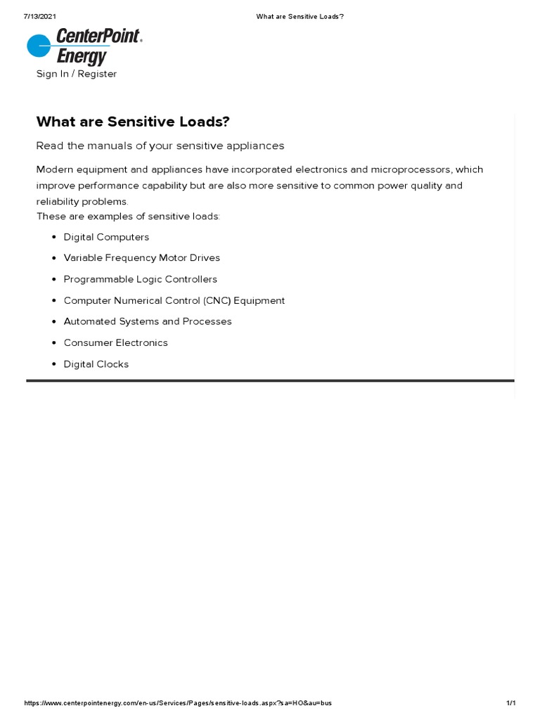 What Are Sensitive Loads | PDF