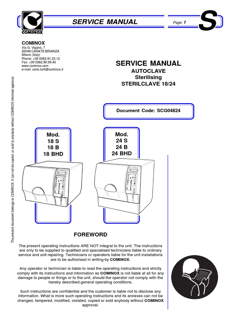 Service Manual for COMINOX Autoclave | PDF | Valve | Pump