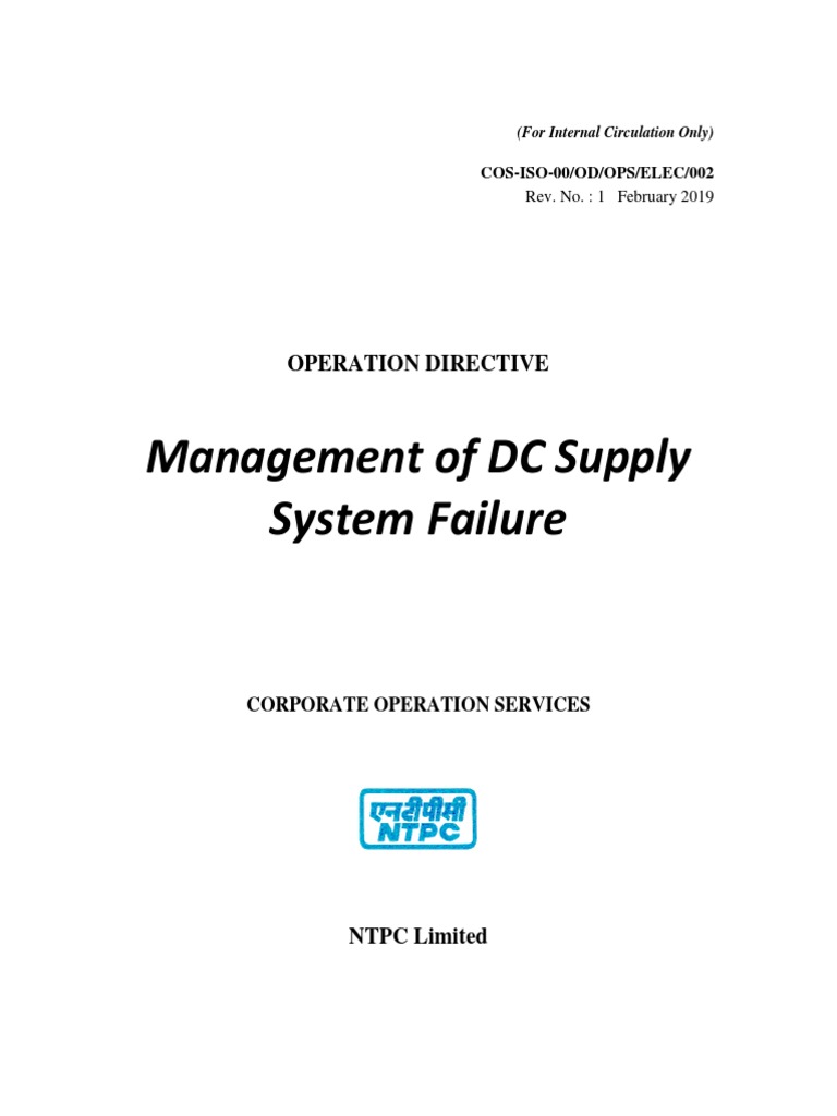 DC Supply System Failure OD-OPS-ELEC-002 Rev.01 | PDF | Electrical ...