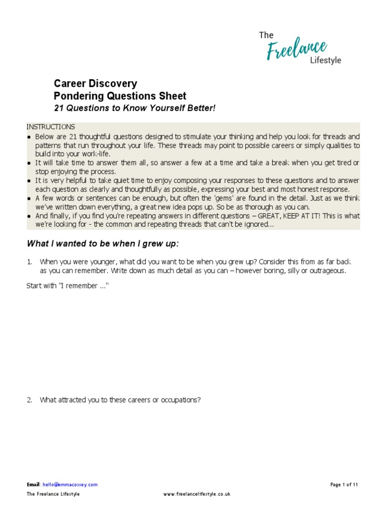 Career Questionnaire | PDF