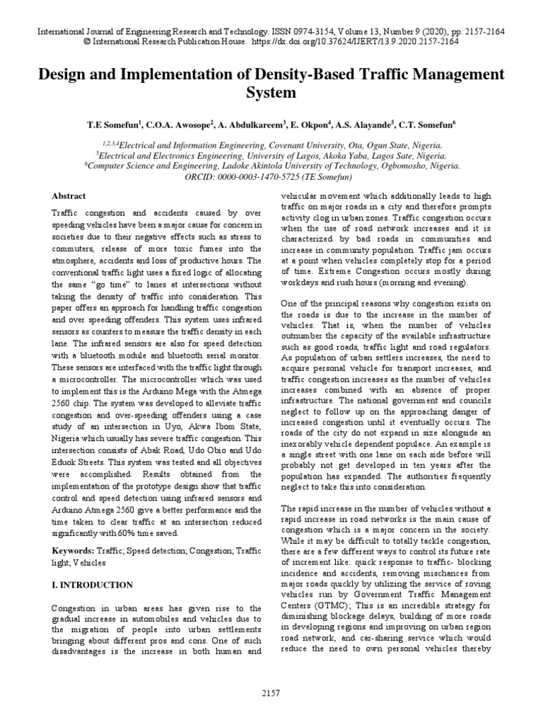 Design and Implementation of Density-Based Traffic Management System ...