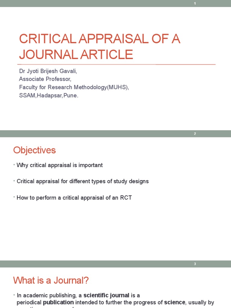 Critical Appraisal of Journal Articles | PDF | Randomized Controlled ...