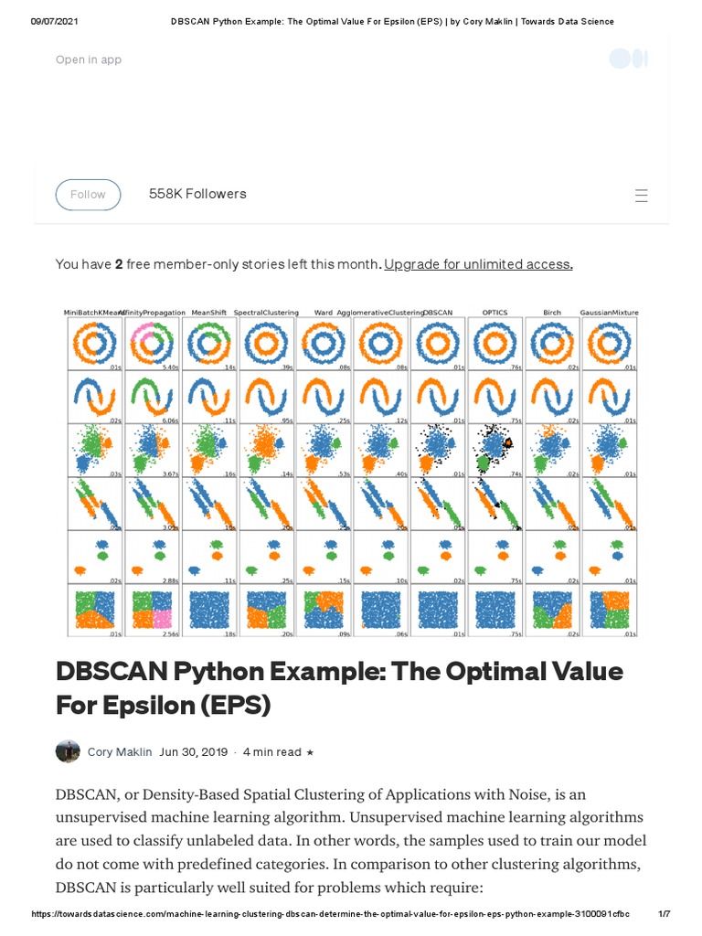 DBSCAN Python Example - The Optimal Value For Epsilon (EPS) - by Cory Maklin - Towards Data ...