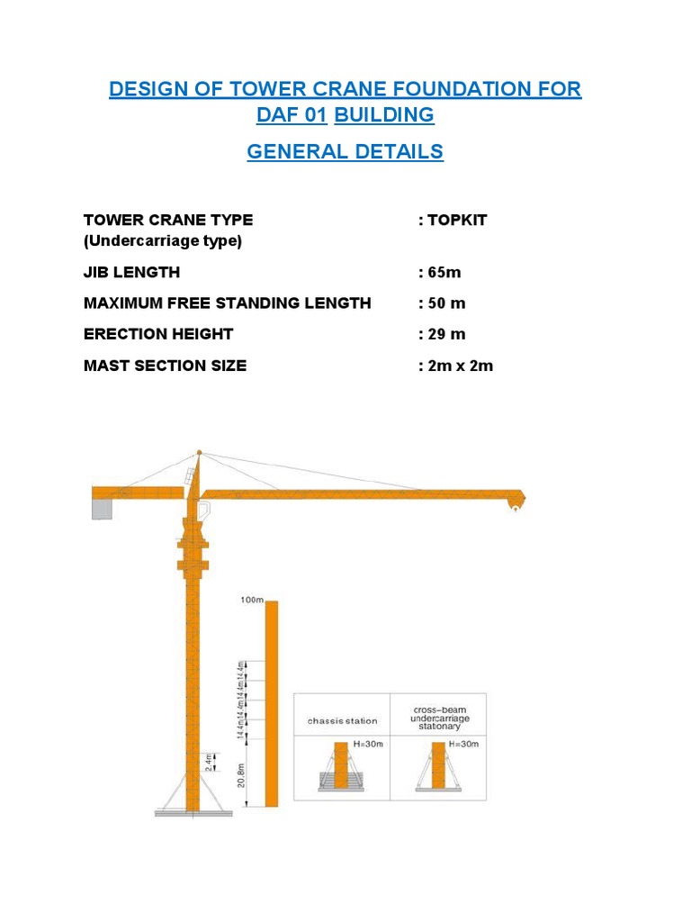 Tower Crane Foundation Design Details | PDF | Technology & Engineering