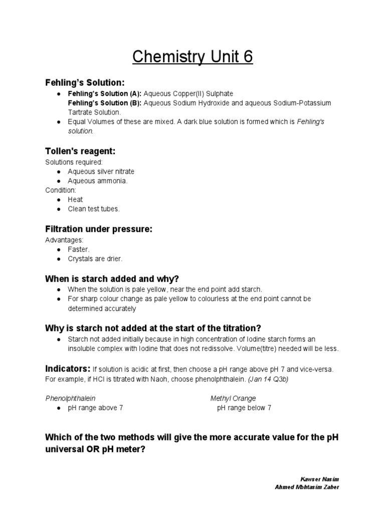 Chemistry Unit 6 | PDF | Ph | Titration