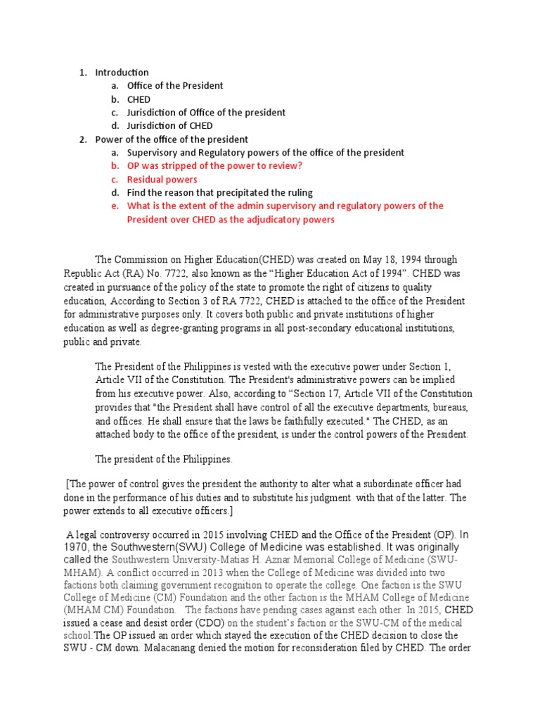 CHED | PDF | President Of The Philippines | World Politics