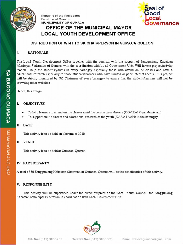 Office of The Municipal Mayor Local Youth Development Office | PDF ...