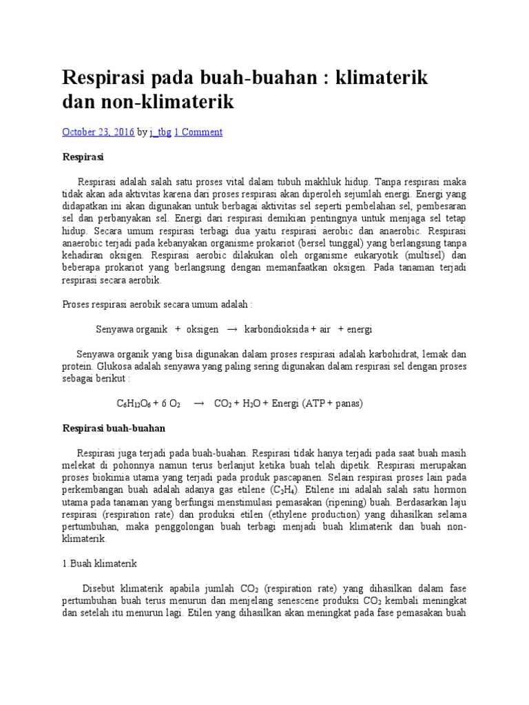 Respirasi Pada Buah | PDF | Griya & Taman | Sains & Matematika