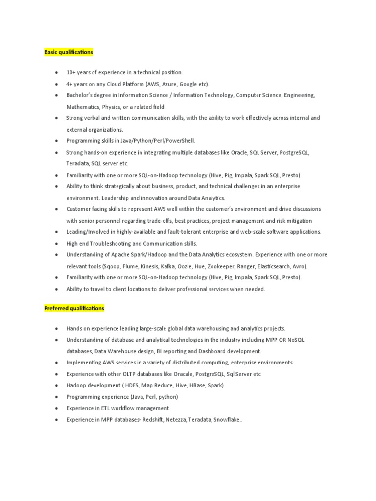Job Description - Big Data | PDF | Art | Computers