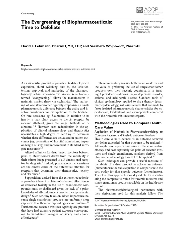 The Evergreening of Biopharmaceuticals: Time To Defoliate | PDF ...