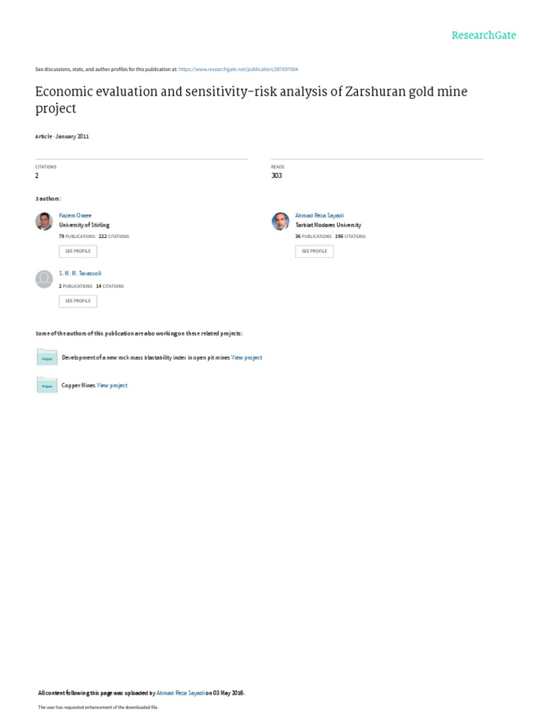 Economic Evaluation and Sensitivity-Risk Analysis - Gold | PDF | Net ...