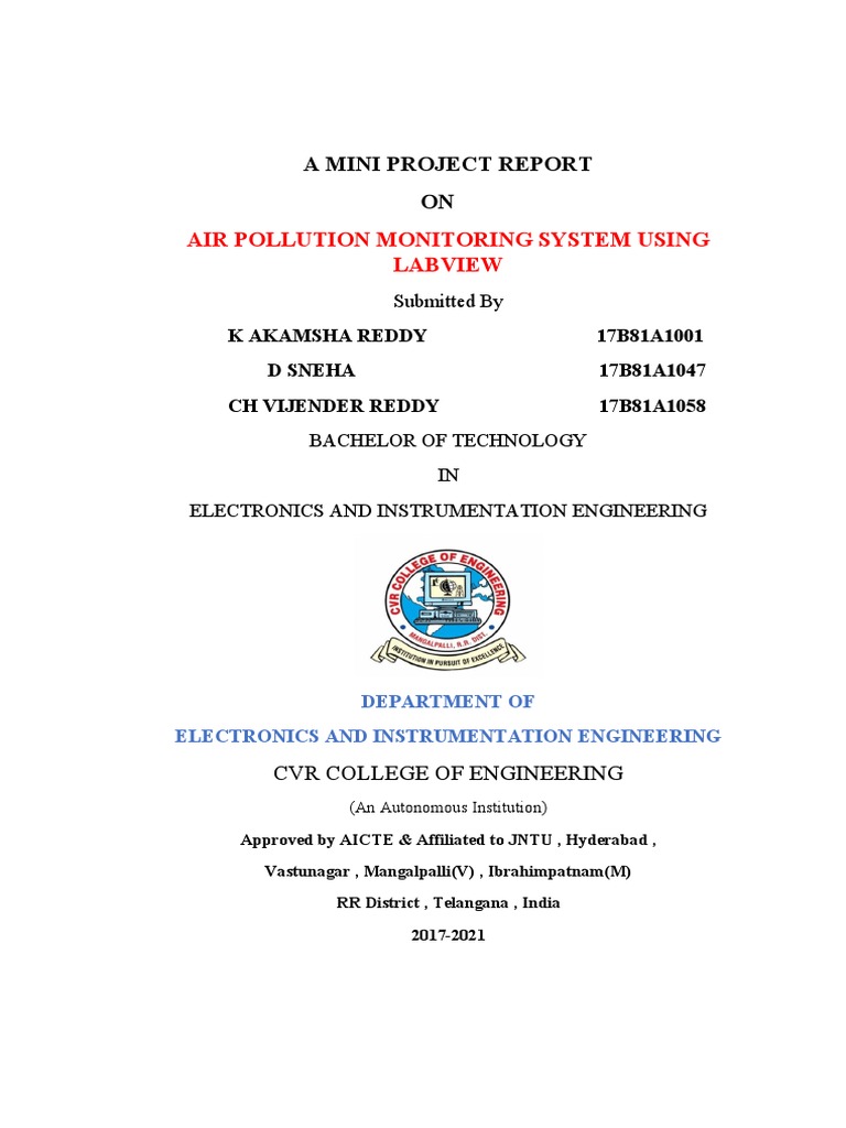 A Mini Project Report ON: Air Pollution Monitoring System Using Labview ...