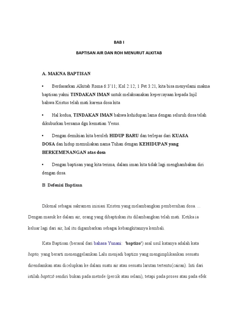 Baptisan Air Dan Roh Menurut Alkitab | PDF